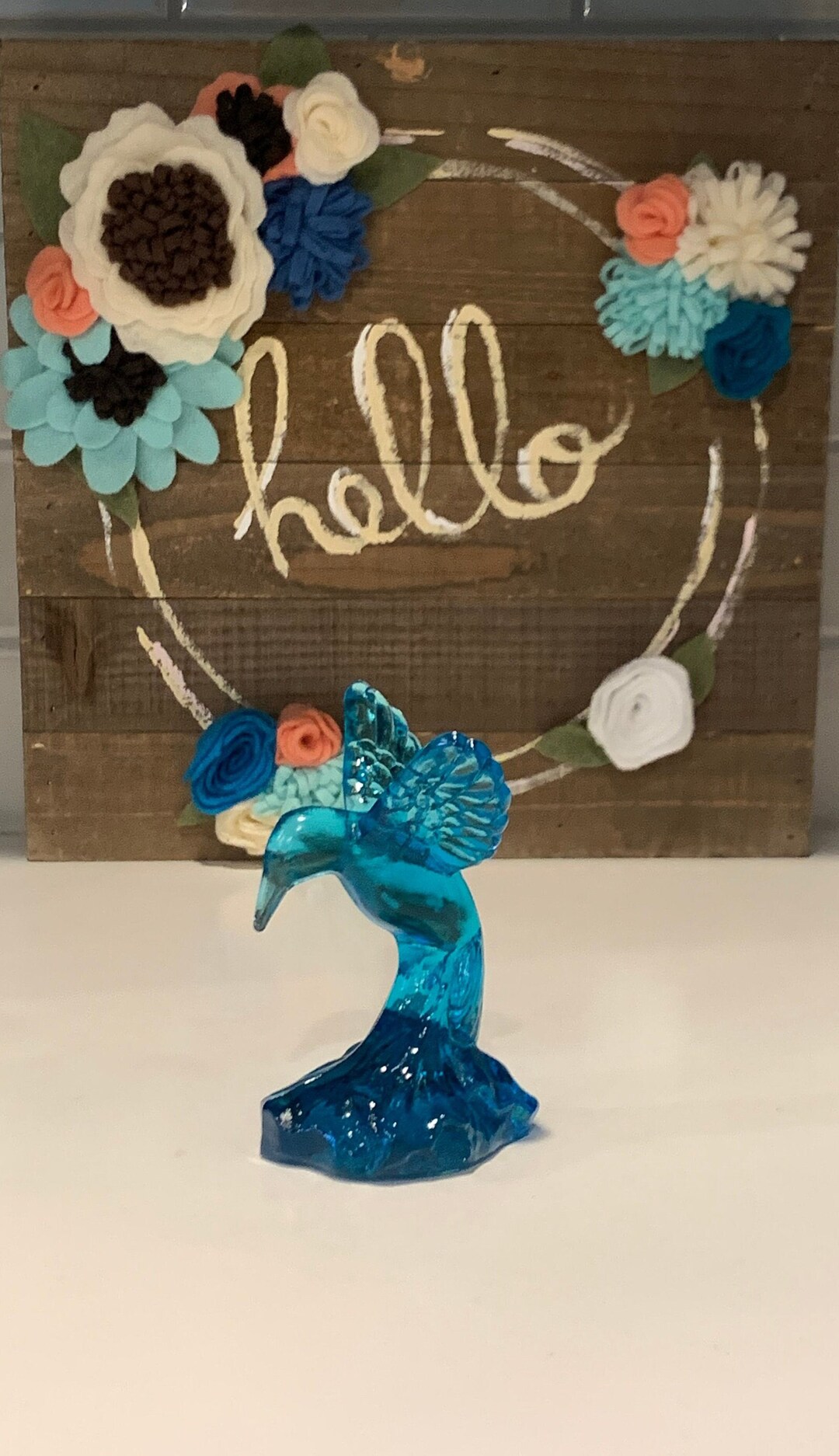 Blue Glass Hummingbird Figurine | Hummingbird Decor | Blue Hummingbird ...