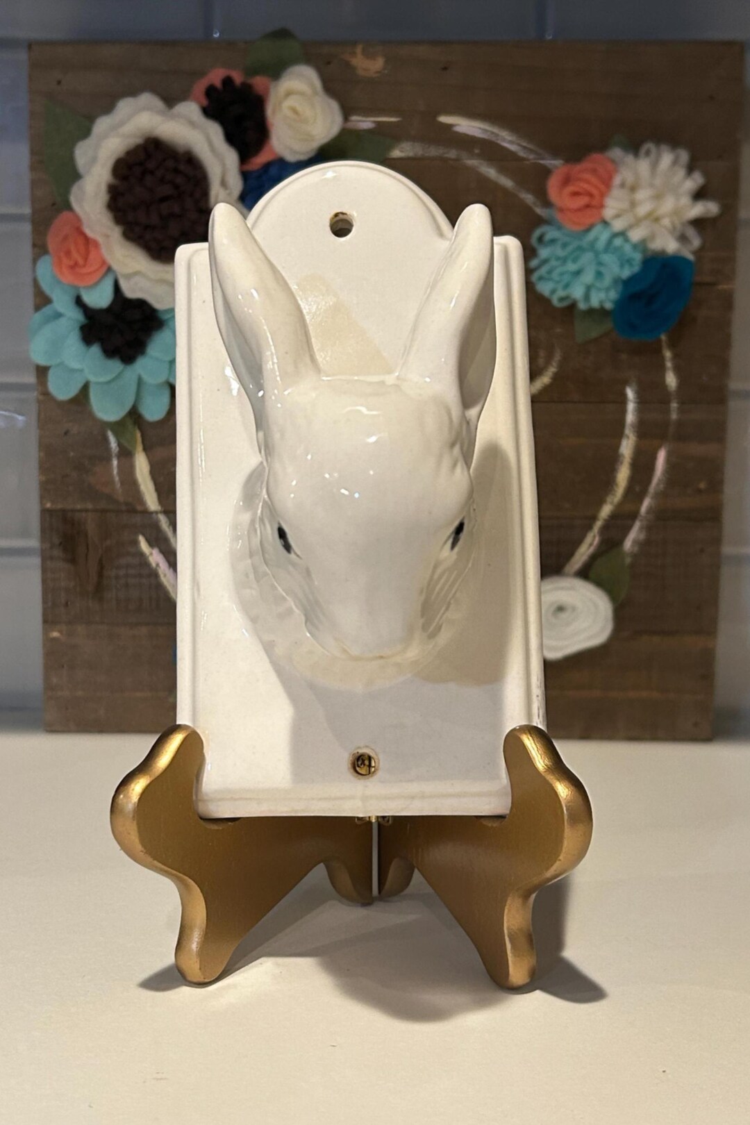 Rabbit Face Wall Mount | Ceramic Bunny Face Wall Art | Rabbit Lover ...