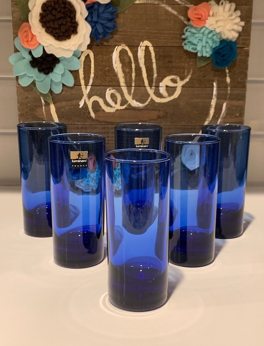 Cobalt Blue Luminarc Cocktail Glasses: Set of 6 Vintage Drinkware - Etsy