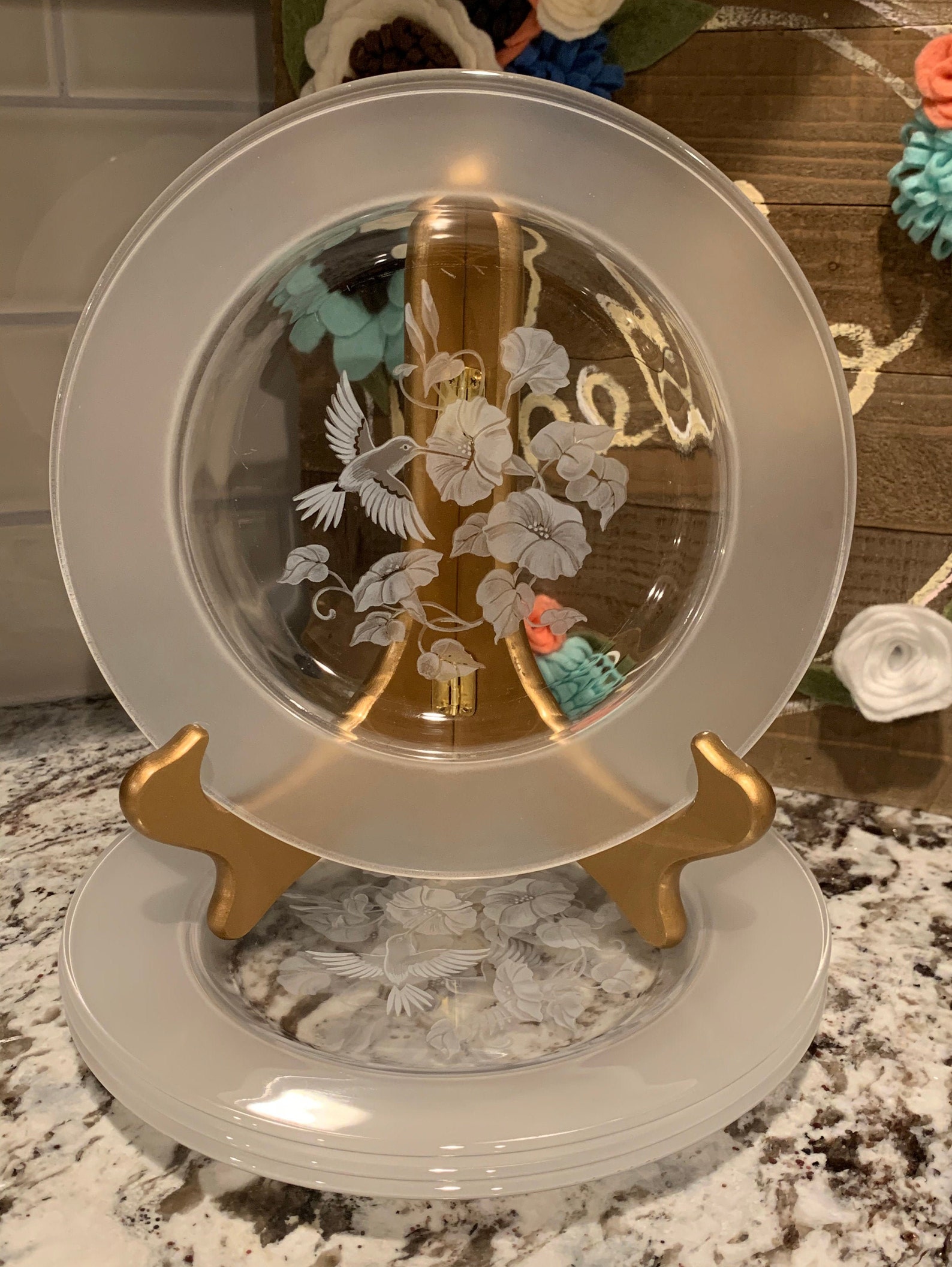 AVON Hummingbird Plates Lead Crystal Cake Plates Salad - Etsy