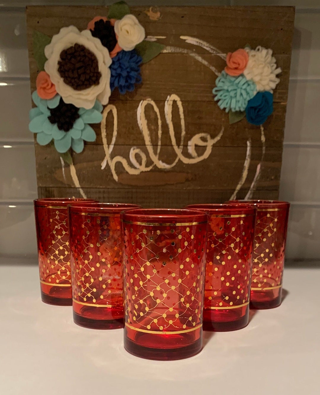 Red & Gold Filigree Rocks Glasses - Etsy