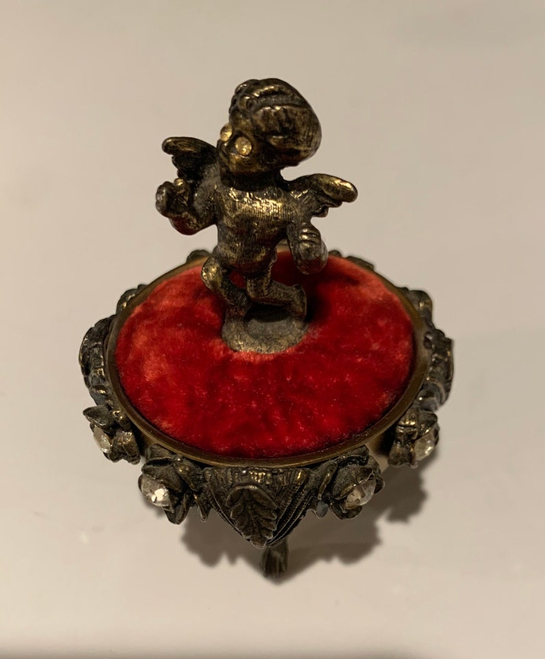 Cherub Red Velvet Pin Cushion Cherub Vanity Decor - Etsy