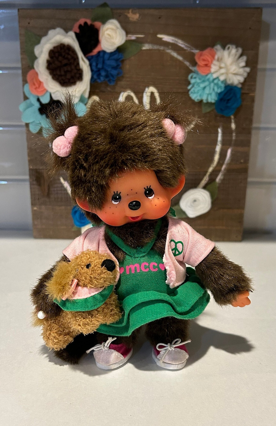 Vintage Monchhichi Sekiguchi Monkey Thumb Sucker Doll and Her Dog ...