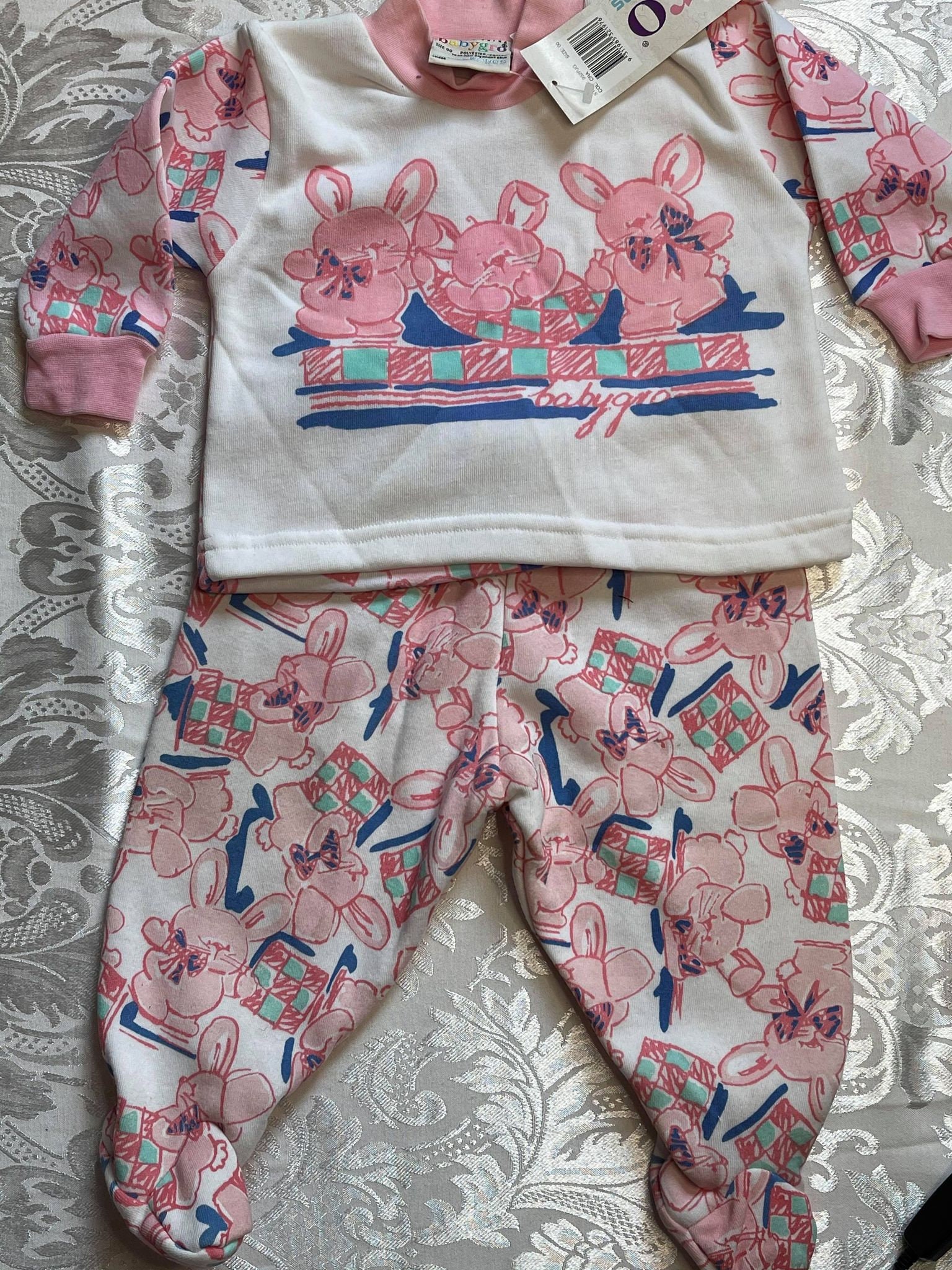 BONDS Australia NUEVO Baby Size 00 BabyGro Vintage Fleece Rabbits Pink ...