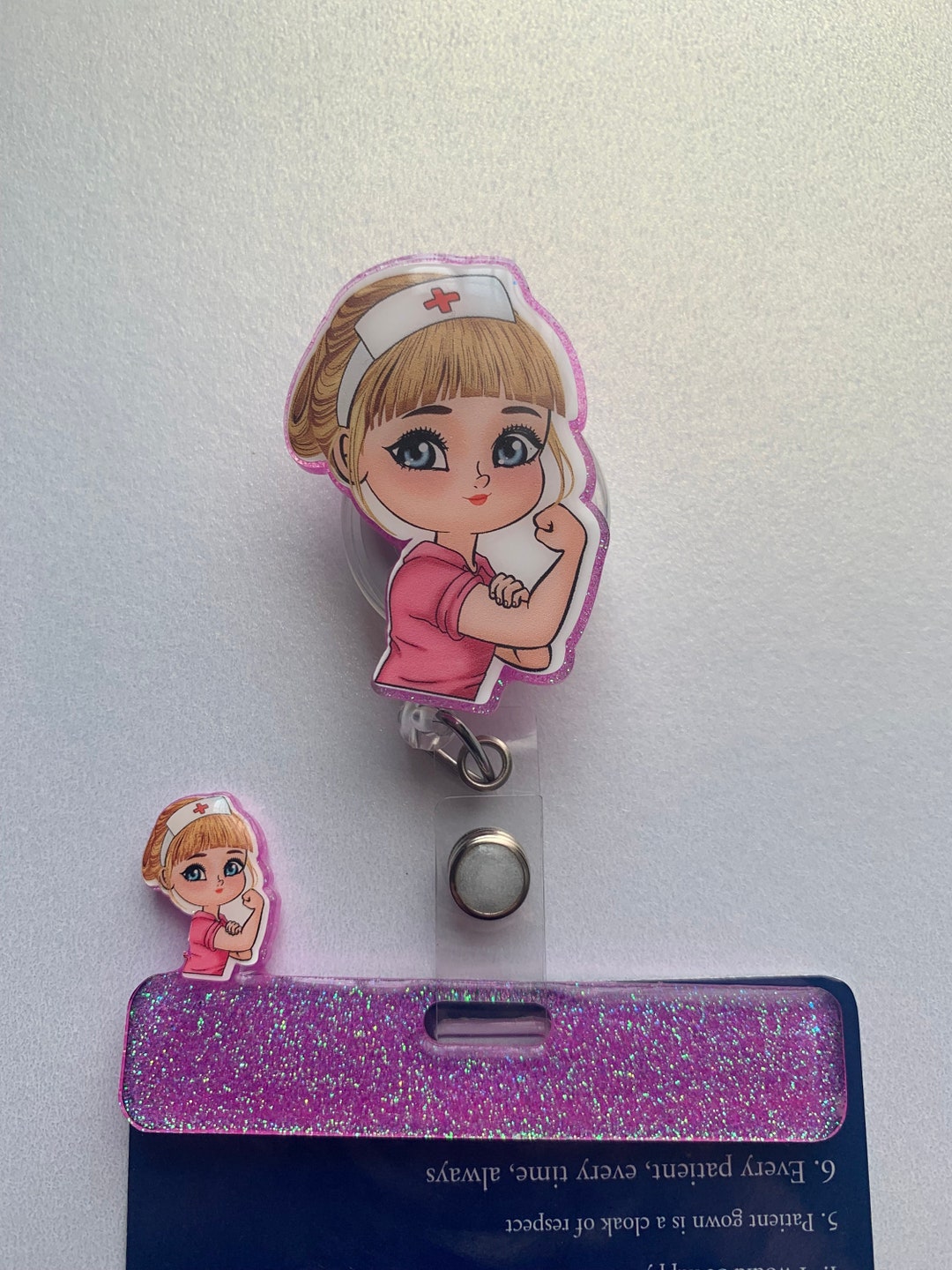 Cute Nurse Strong, You Can Do It Badge Reel With Badge Flair Empowering ...