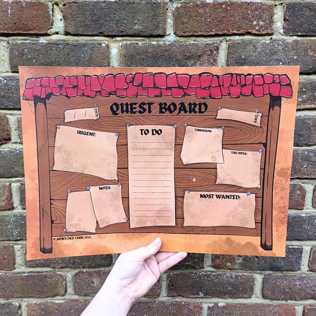 Quest Board Desk Pad - Unbloodied A3, 25 Sheet Weekly Planner, in Game ...
