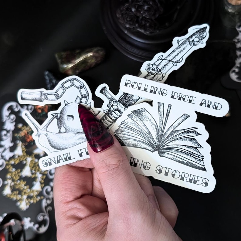 Enchanted Sword Vinyl Sticker: Tattoo Flash Floral Dagger, D&D - Etsy