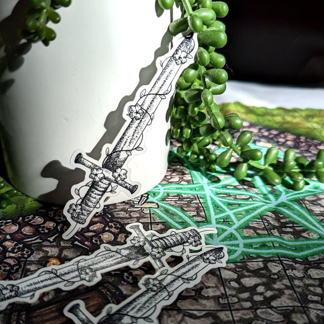 Enchanted Sword: Tattoo Style Dungeons and Dragons Vinyl Sticker ...