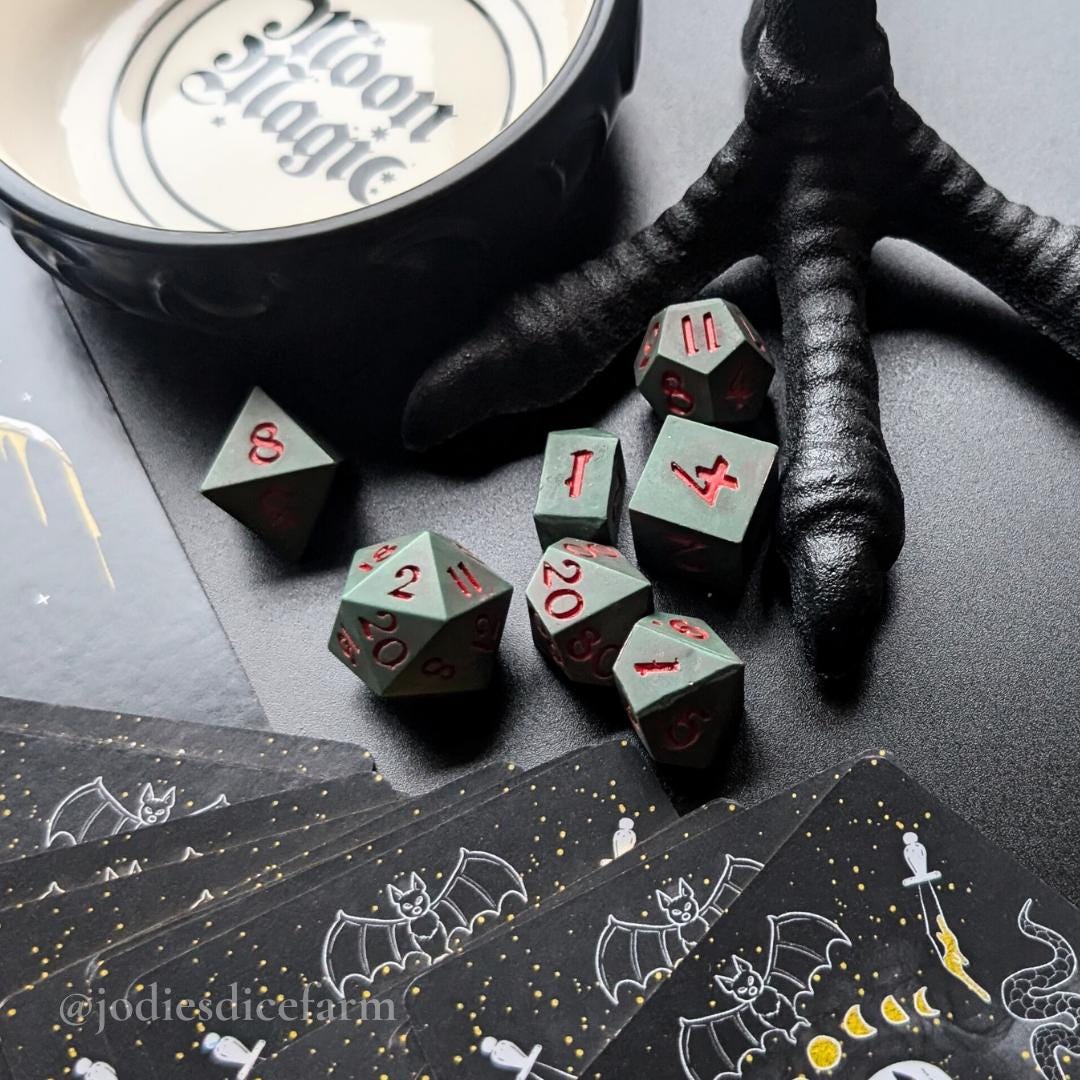 Frankenstein's Flesh 7-piece Faux-stone Handmade Dice Set, Artisan ...