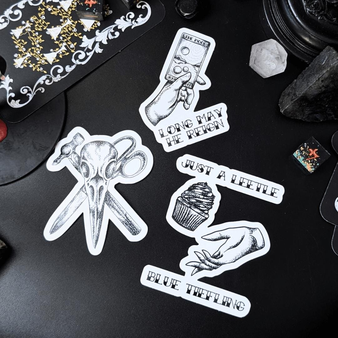 Flash Pack - Crit Role Tattoo Style Stickers - Bells Hells, Mighty Nein ...