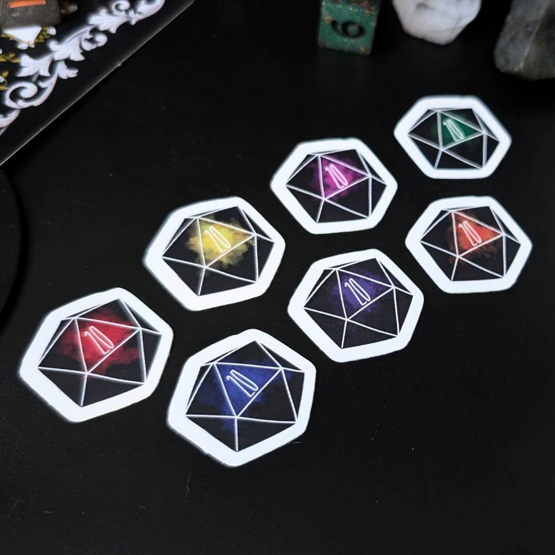 Rainbow D20 Dice Sticker Pack - Dungeons and Dragons Stationery - Etsy