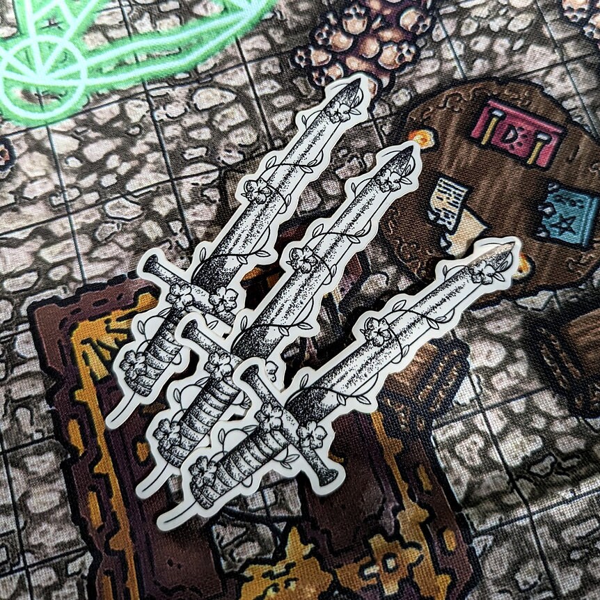 Enchanted Sword: Tattoo Style Dungeons and Dragons Vinyl Sticker ...