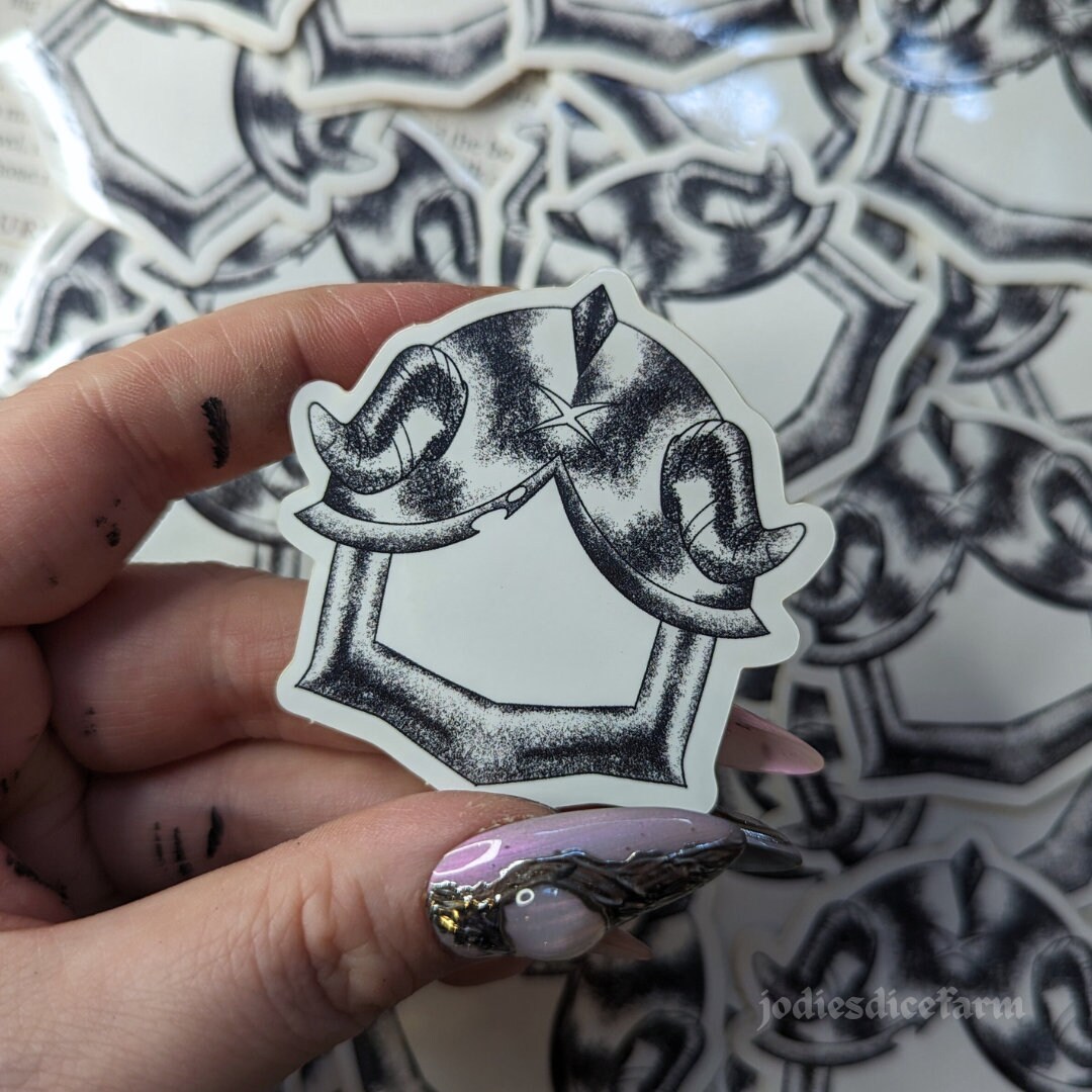 Senshi Helmet: Tattoo Style Dungeon Meshi Vinyl Sticker, Gothic Style ...