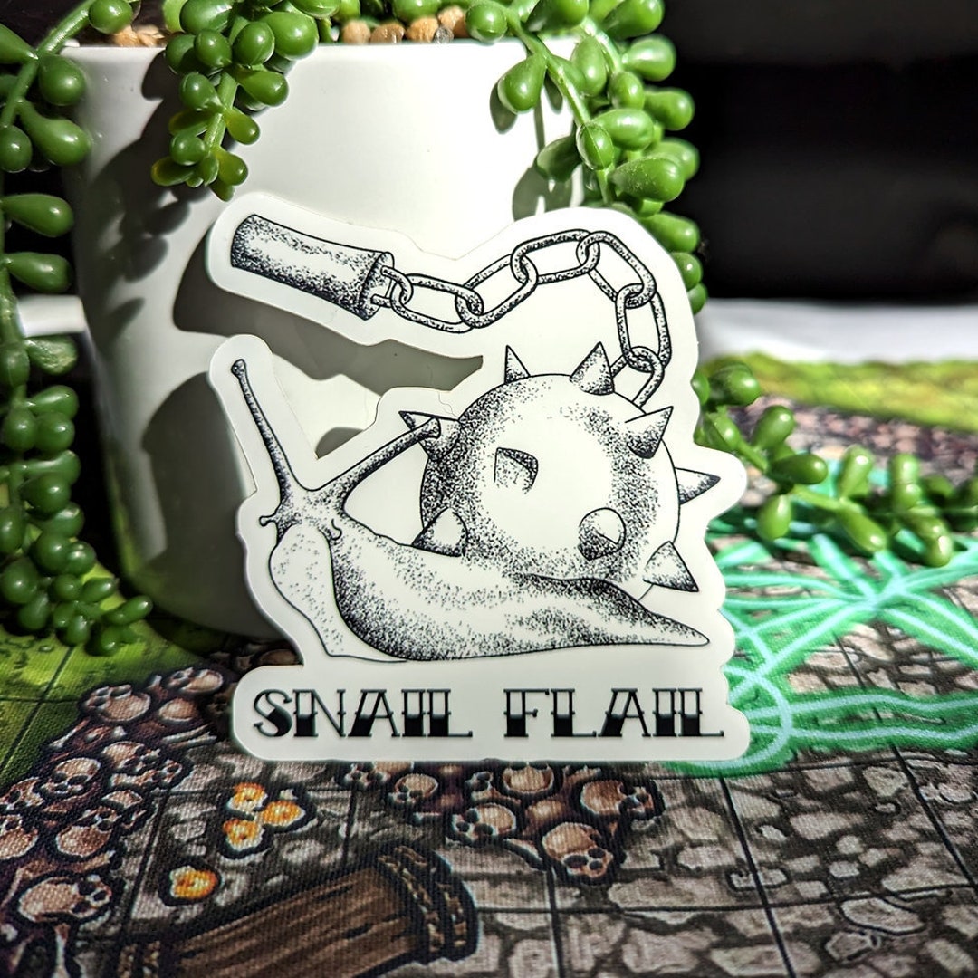 Snail Flail: Tattoo Style Dungeons and Dragons Vinyl Sticker Original ...