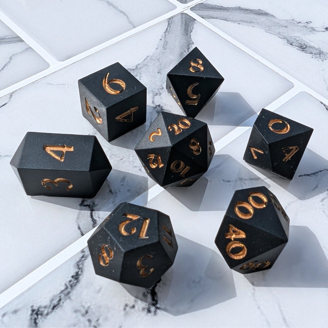 Obsidia Gothica 7-piece Faux-stone Handmade Dice Set Dungeons and Dragons/d&d/warhammer ...