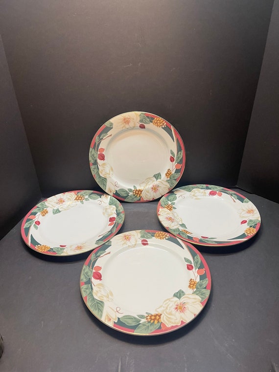 Tienshan Fine China Magnolia Pattern Set of 4 Dinner Plates 10.5 ...