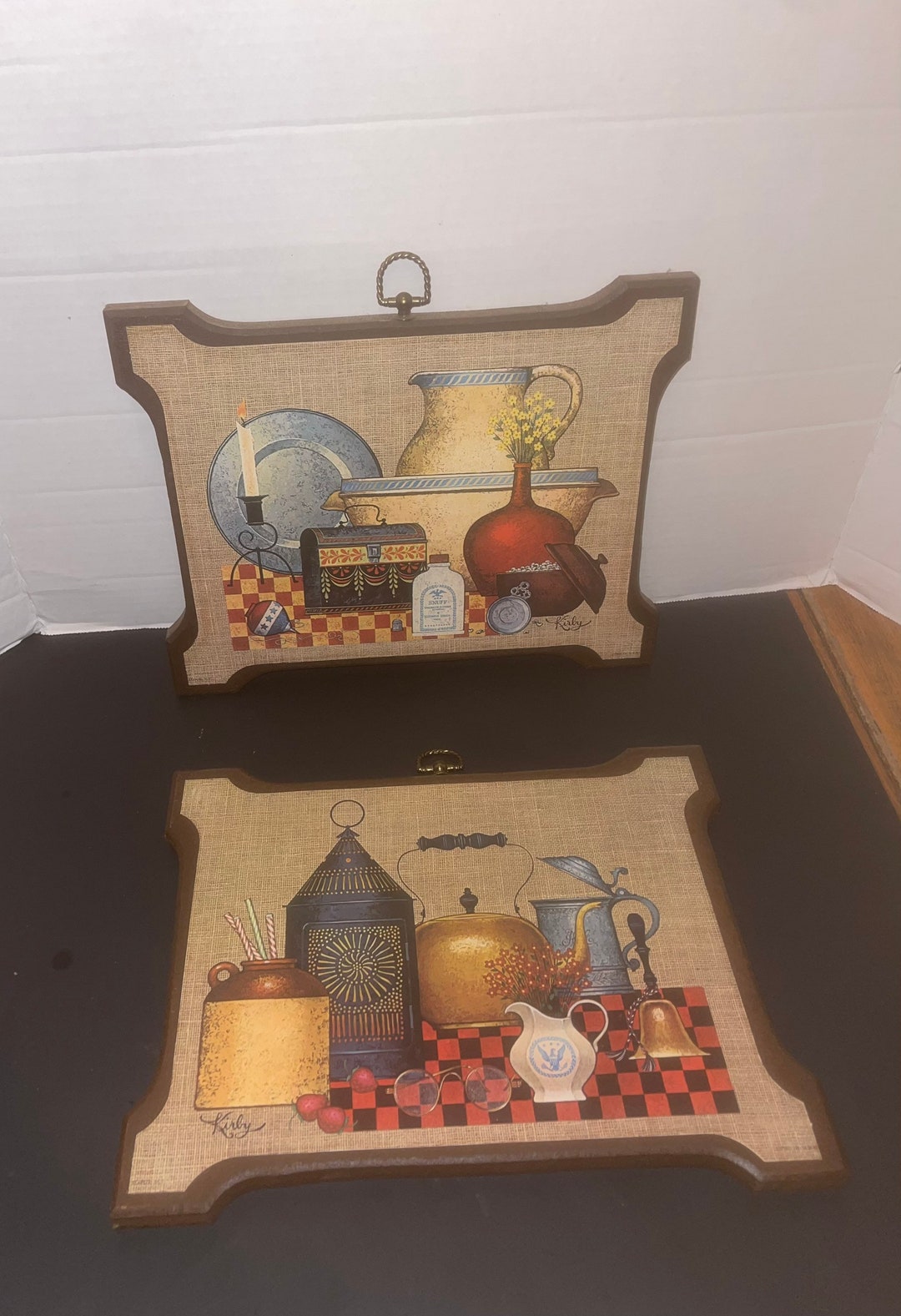 Vintage Kirby Wall Plaques 1960s Colonial Kitchen Pressed Board Set of 2 - Etsy
