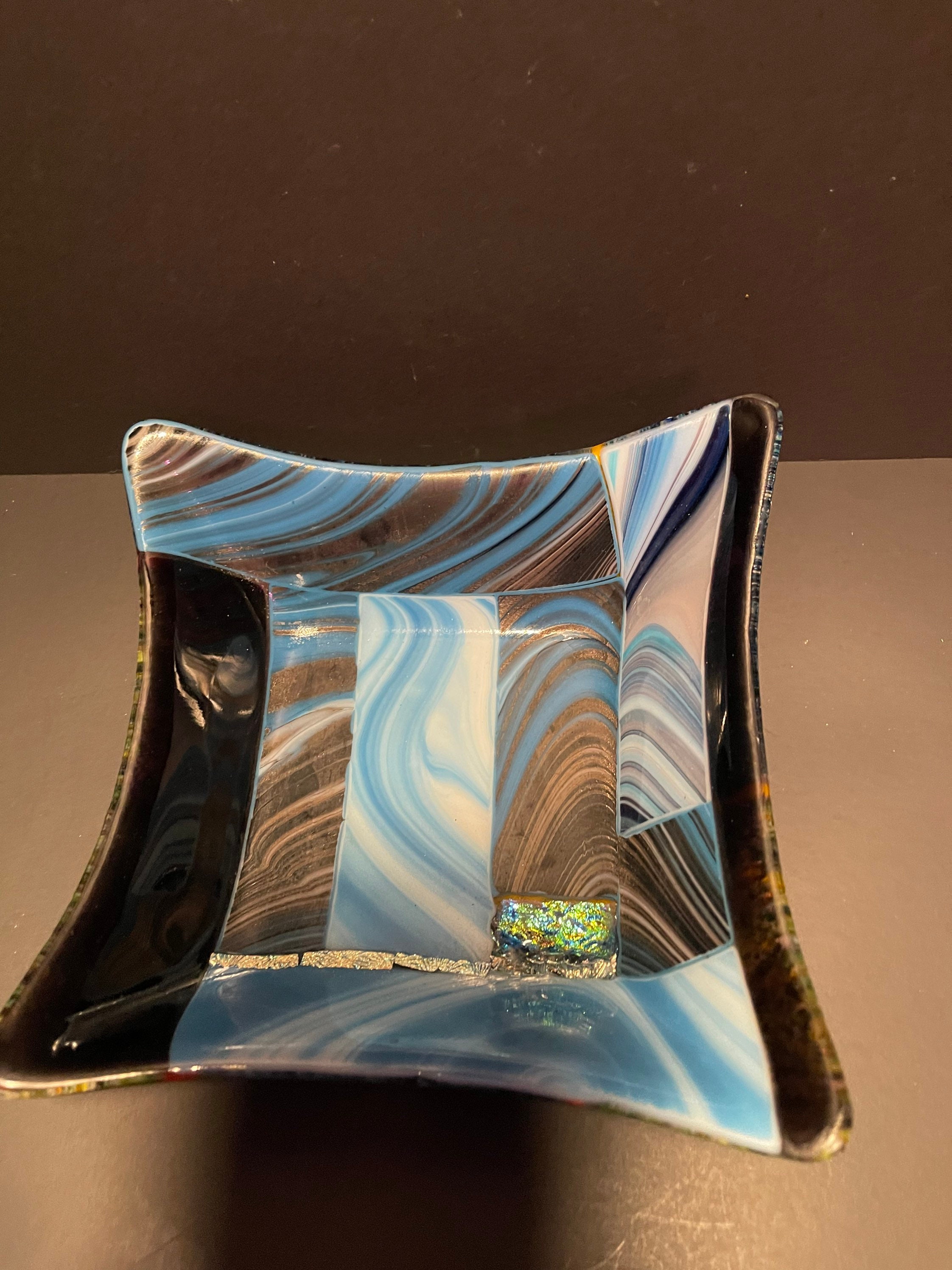 Vintage Funky Handmade Bowl Painted and Stained Glass Mosaic Baskets ...