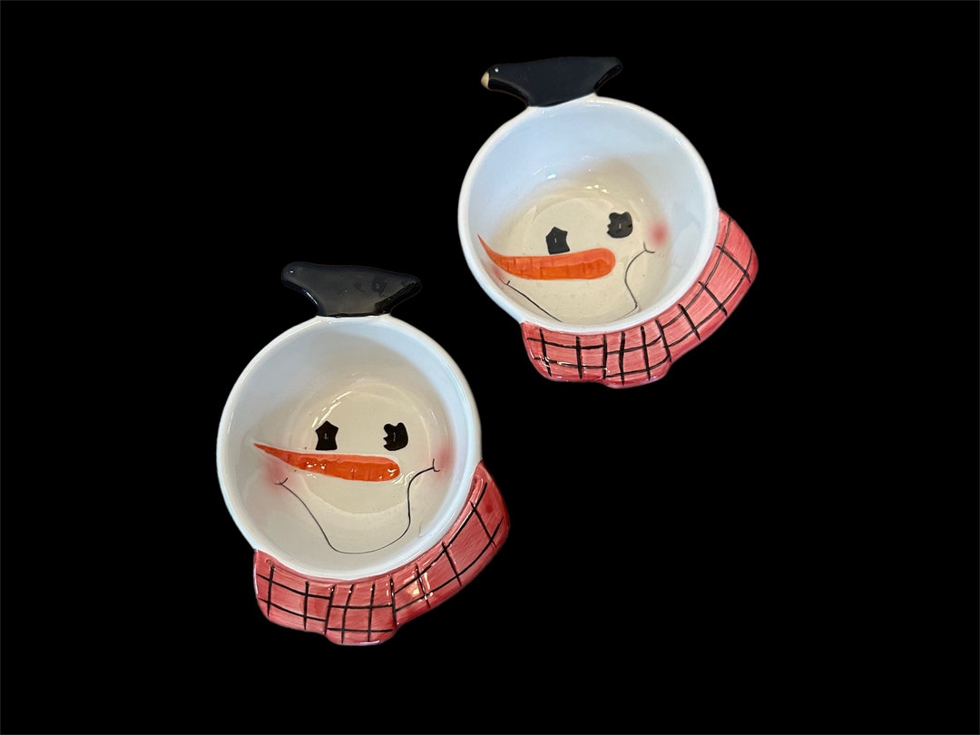 Vintage Oneida Snowmen Portraits Dessert Bowls Set of 2 ULTRA RARE ...