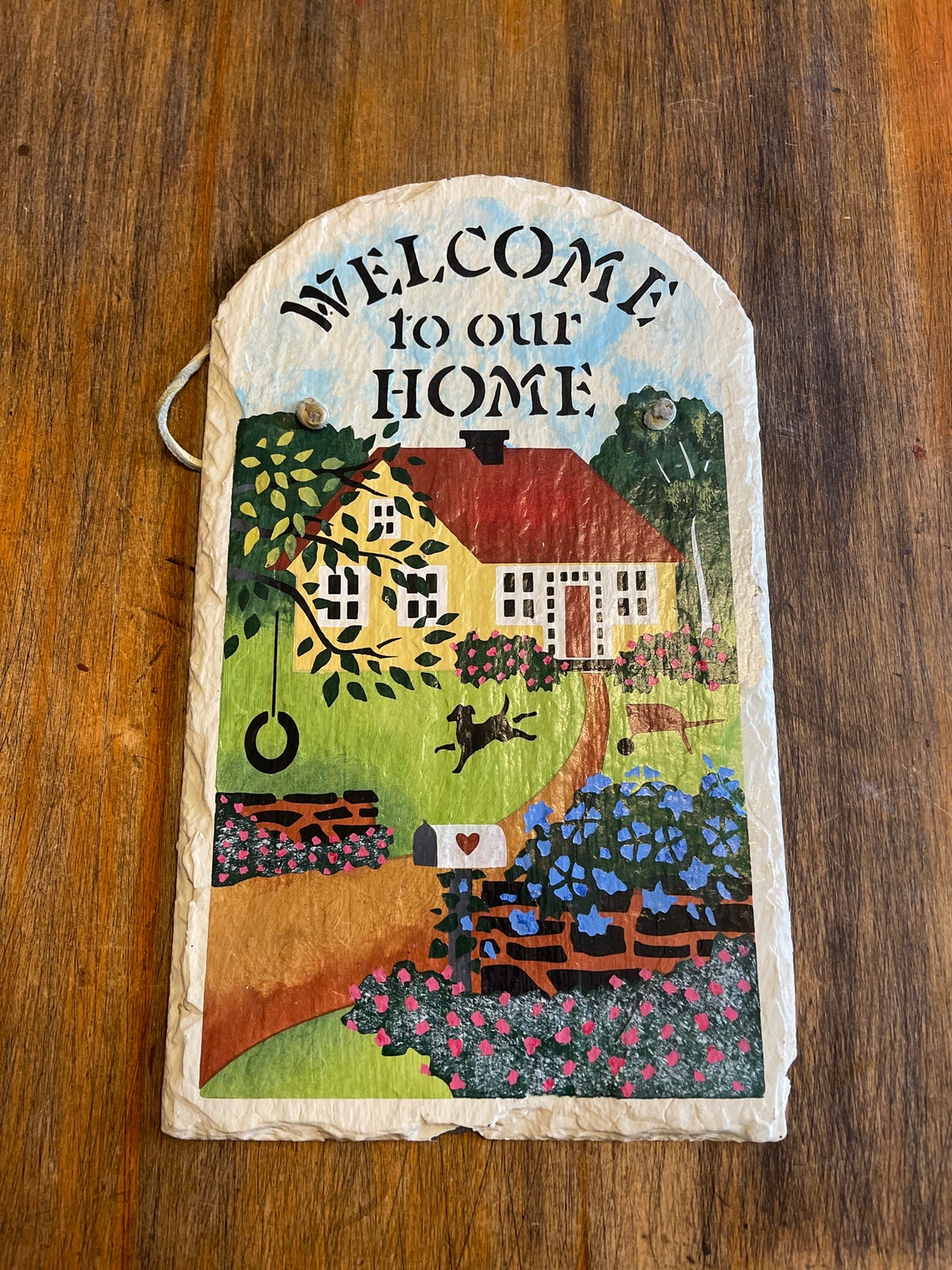 Hand Painted Slate Welcome Sign 13x8 | Etsy