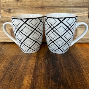 Dover & York Black and White Geometric Pattern Ceramic Mugs Cups New ...