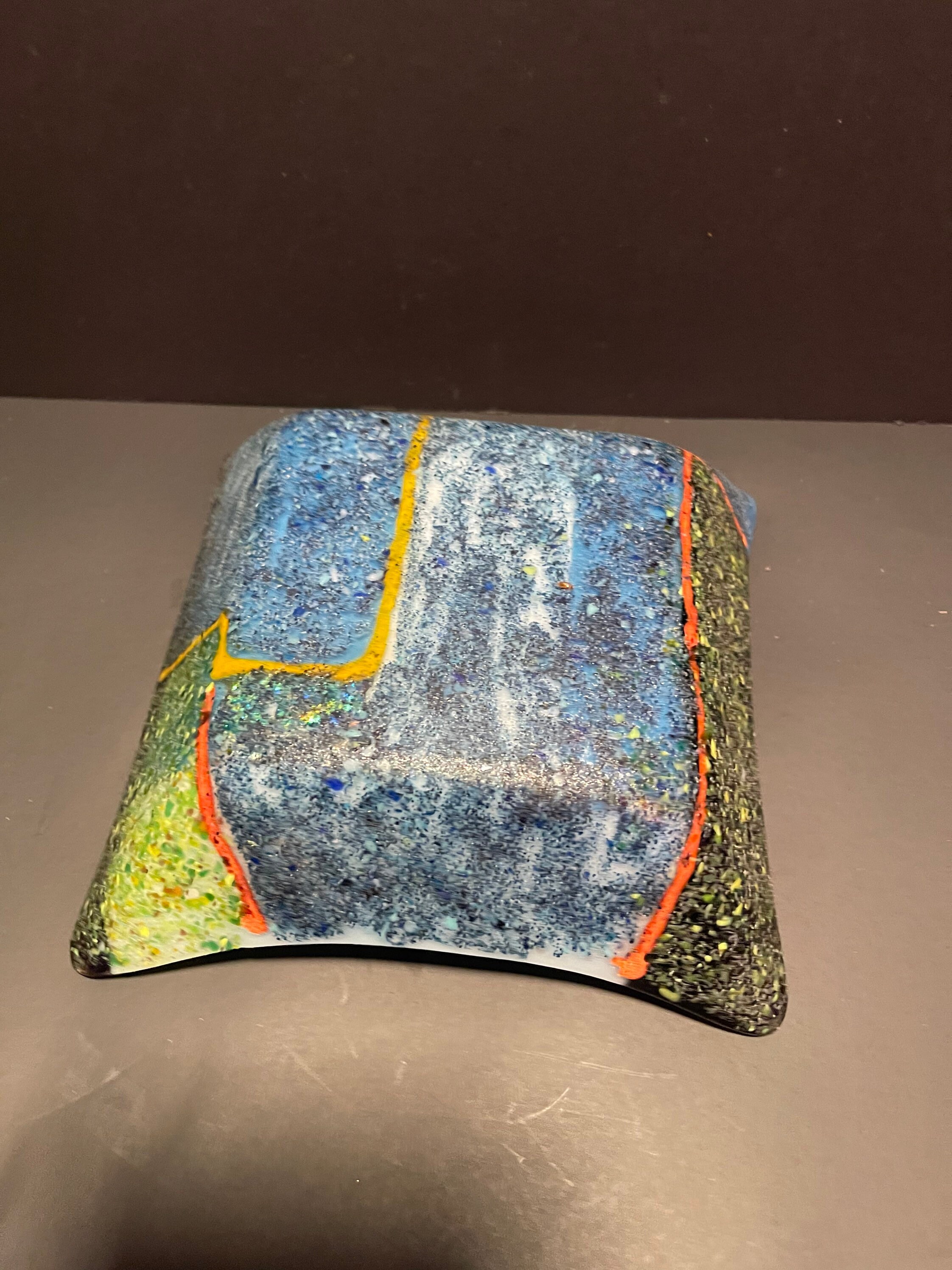 Vintage Funky Handmade Bowl Painted and Stained Glass Mosaic Baskets ...