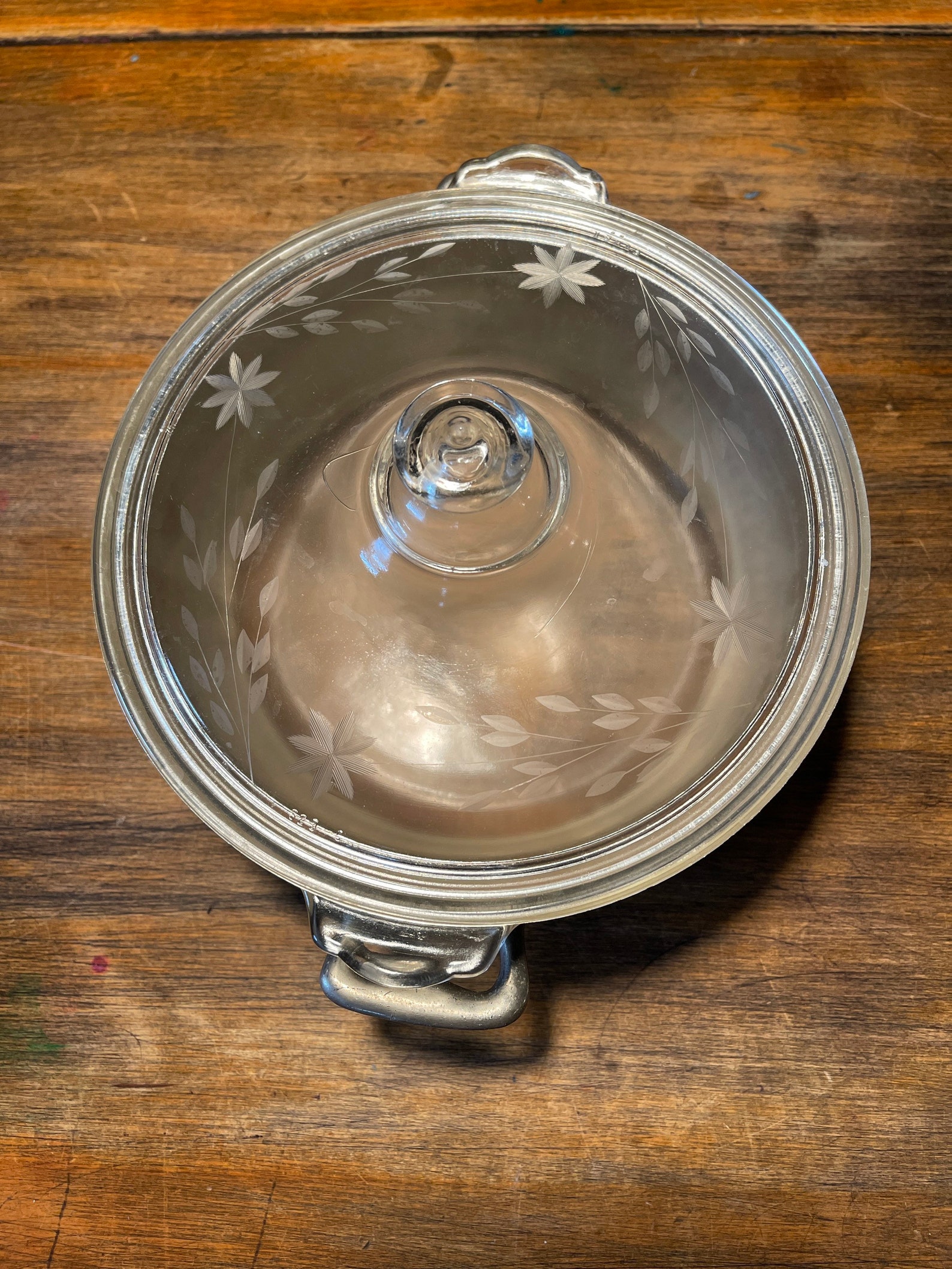 Vtg Pyrex Etched Lid & Metal Holder | Etsy