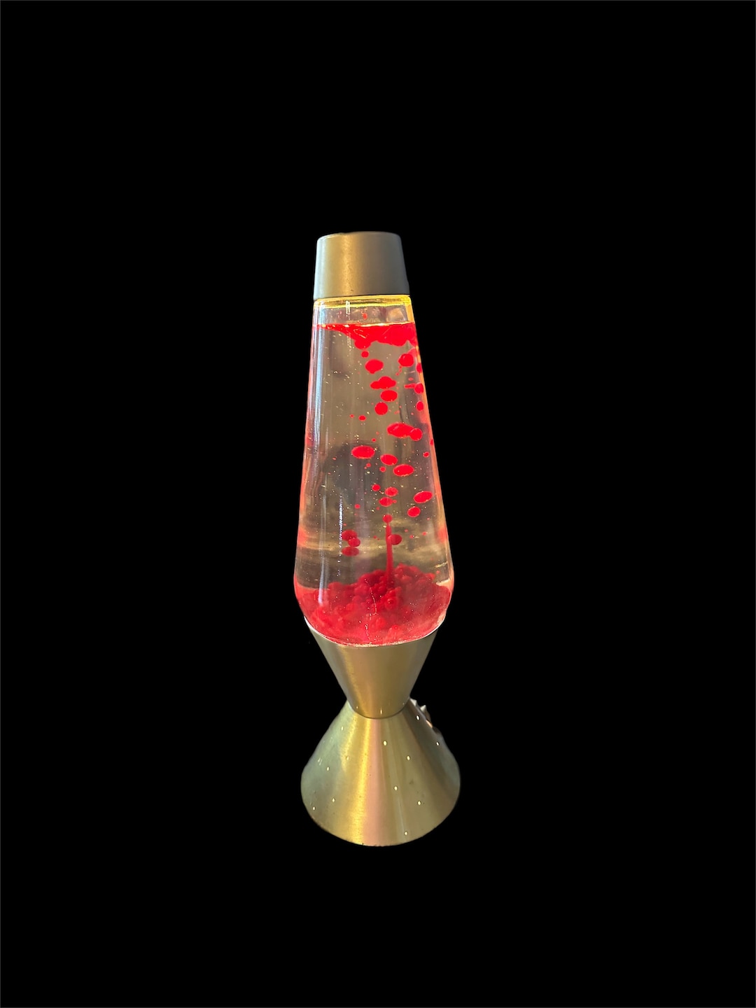 Vintage 1970s Lava Lite Lamp Red Wax Gold Starlite Base Works Great 16 ...