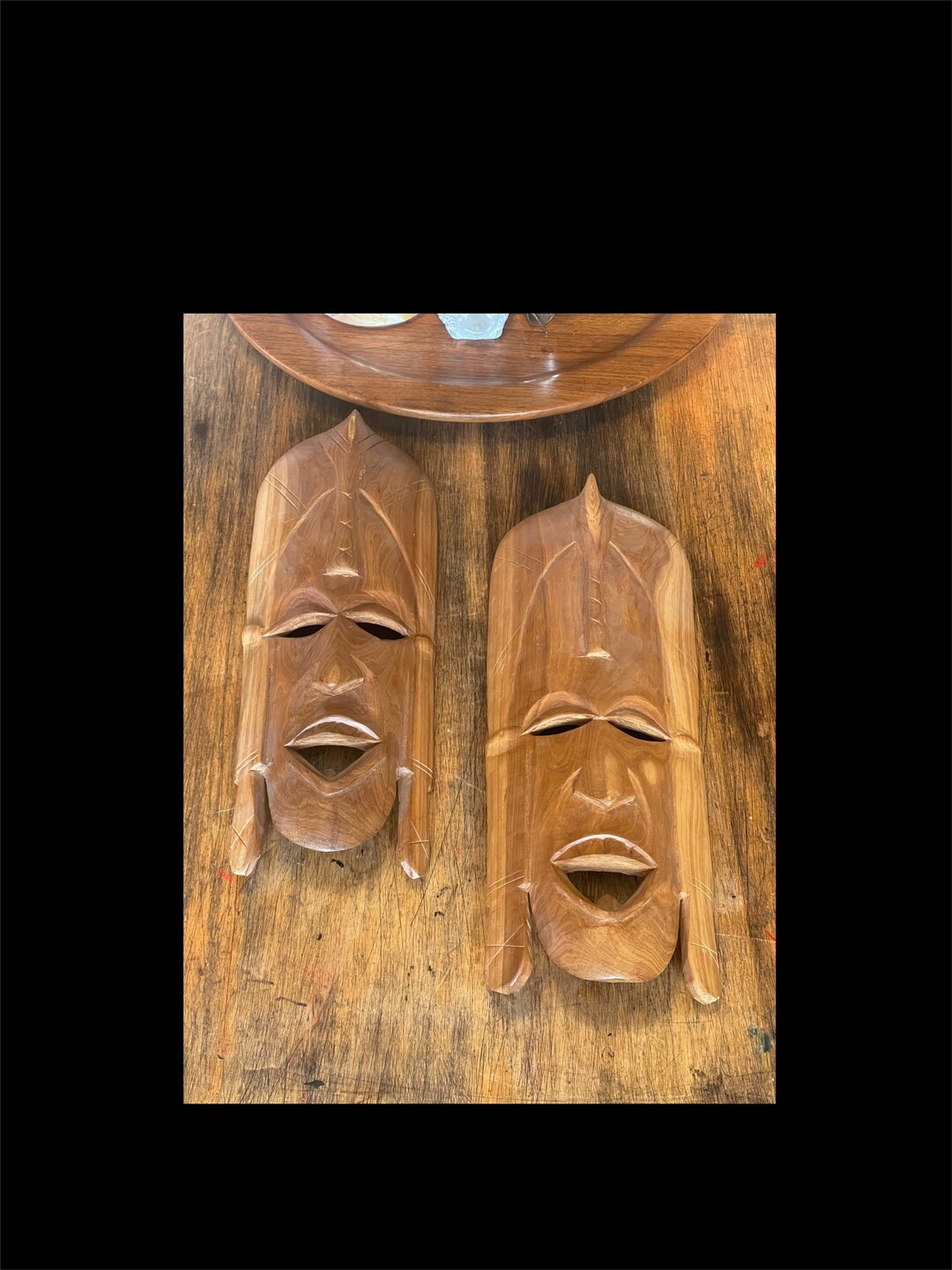 Vintage Kenyan Wood Carved Masks 12.5 X 5.5 Man & Wiman - Etsy