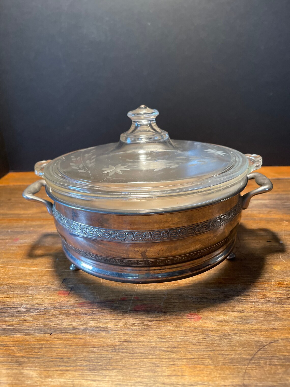 Vtg Pyrex Etched Lid & Metal Holder | Etsy