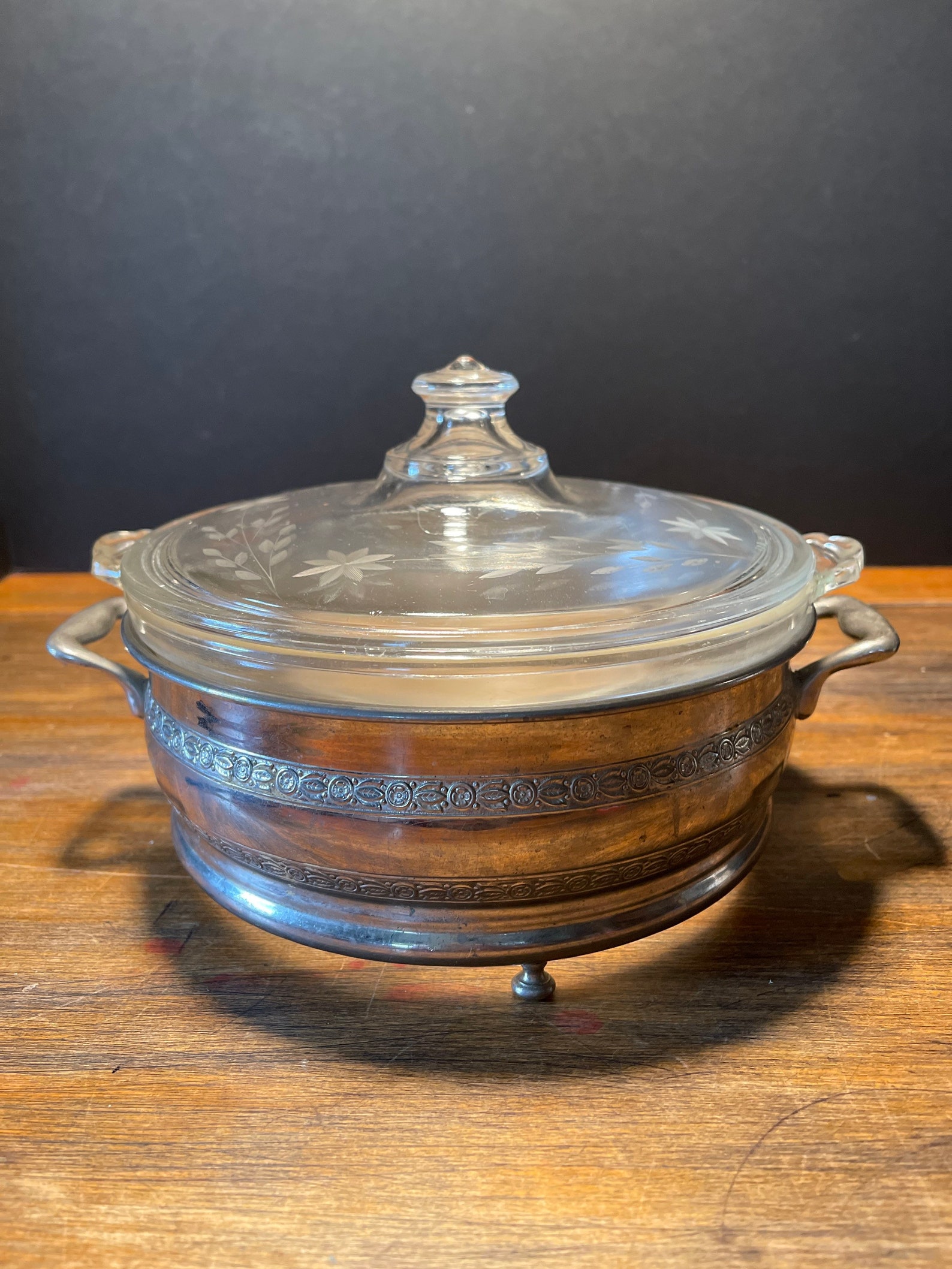 Vtg Pyrex Etched Lid & Metal Holder | Etsy