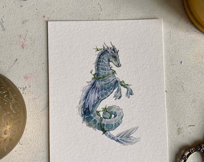 Hippocampus Print, Mythology, Mythical Creature, Sea Life, Illustrated ...