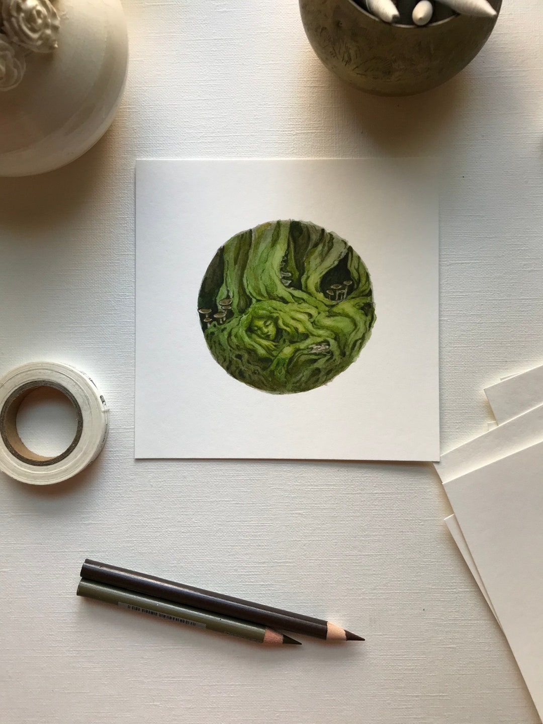 Tree Nymph Print Asleep in Roots, Greek Mythology, Naiad, Whimsical ...