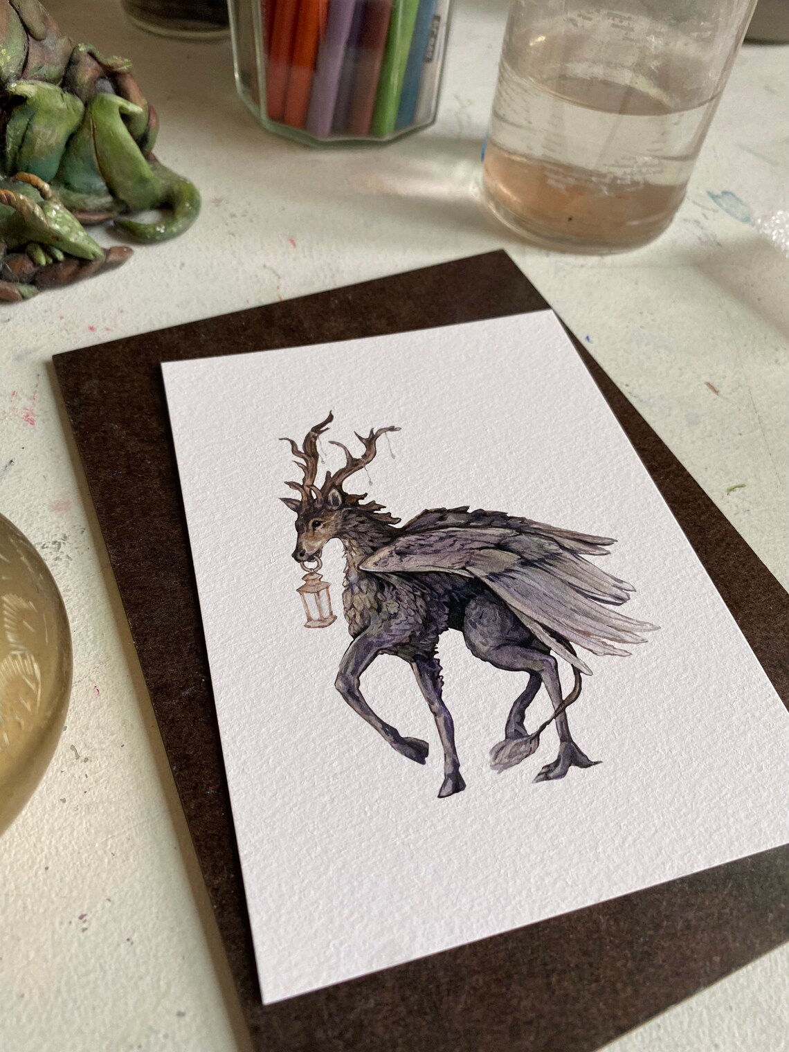 Peryton Illustration Art Print Mythical Creature Whimsical - Etsy