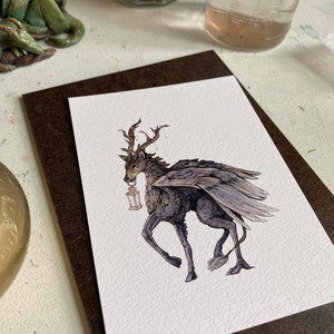 Peryton Illustration, Art Print, Mythical Creature, Whimsical Animal ...