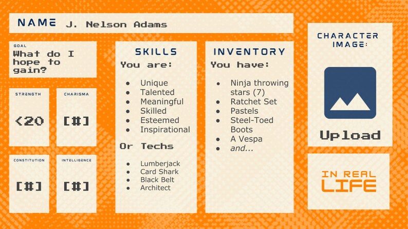 In Real Life Character Sheet Template | Etsy