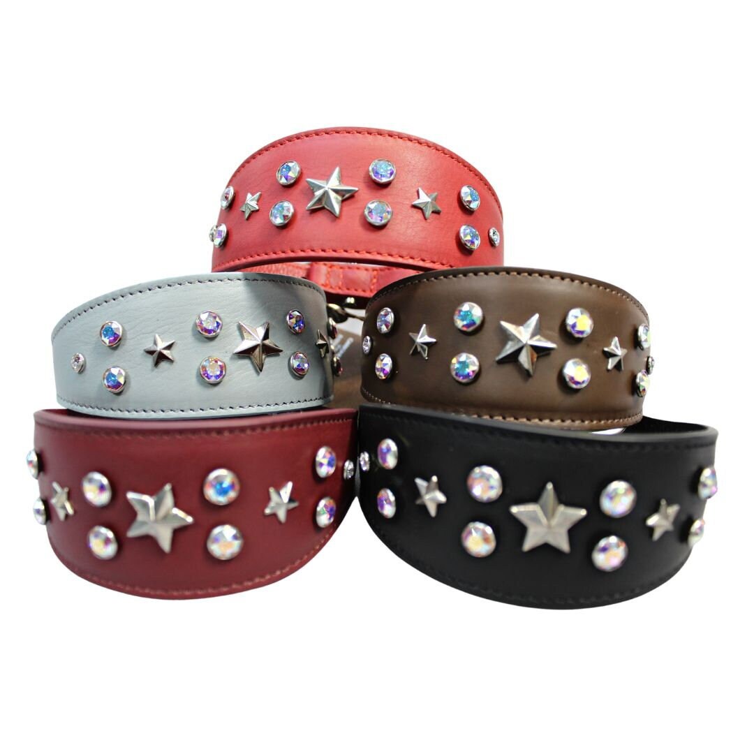 Caterina Calf Leather Sighthound Collar With Swarovski Crystals in ...