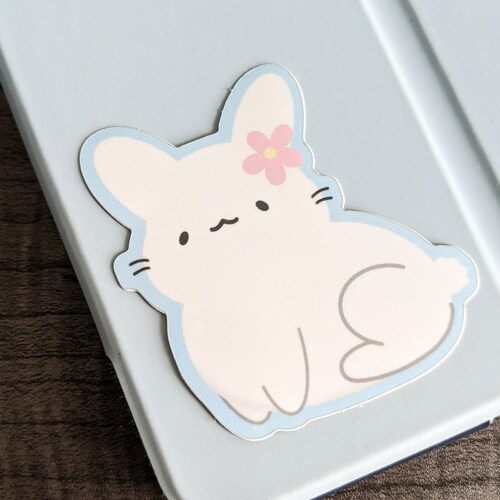 Cute Spring Bunny Vinyl Sticker | Etsy