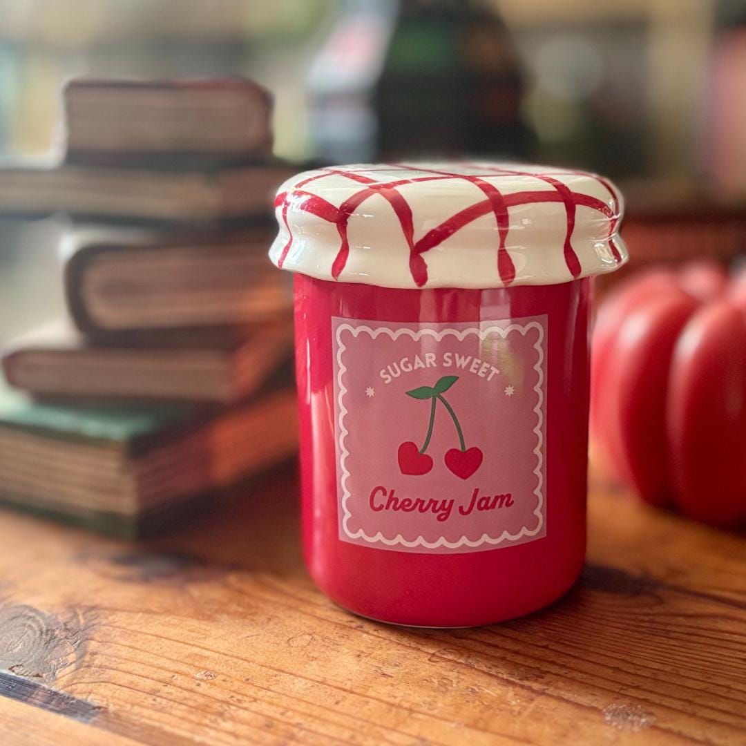 Cherry Jam Jar Burner Ceramic Oil Burner Wax Melts and Essential Oils ...