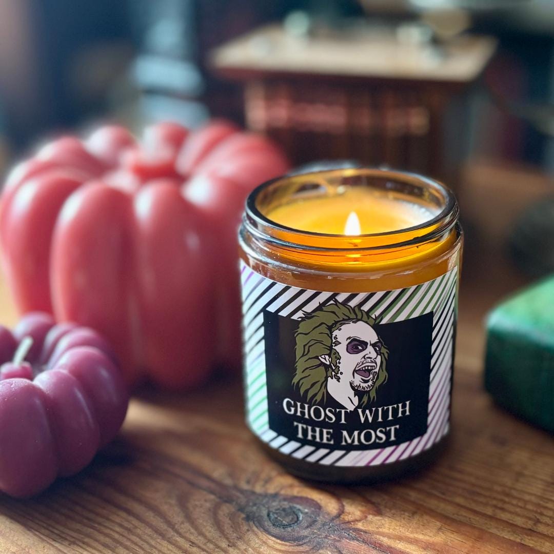 Ghost With the Most Candle / Beetlejuice Candle / Raspberry / Bookish ...
