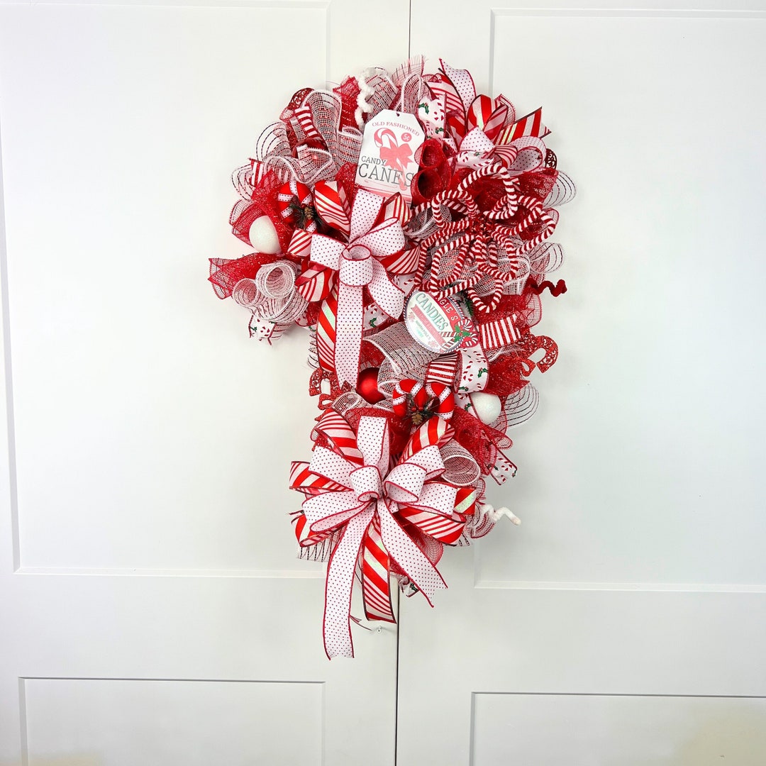 Christmas Candy Swag Christmas Candy Cane Door Hanger Red - Etsy