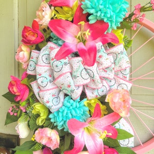 Summer Door Wreath, Beach House Decor, Spring Flower Door Hanger, Teal ...