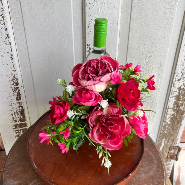 Wine Bottle Floral Arrangement - Etsy