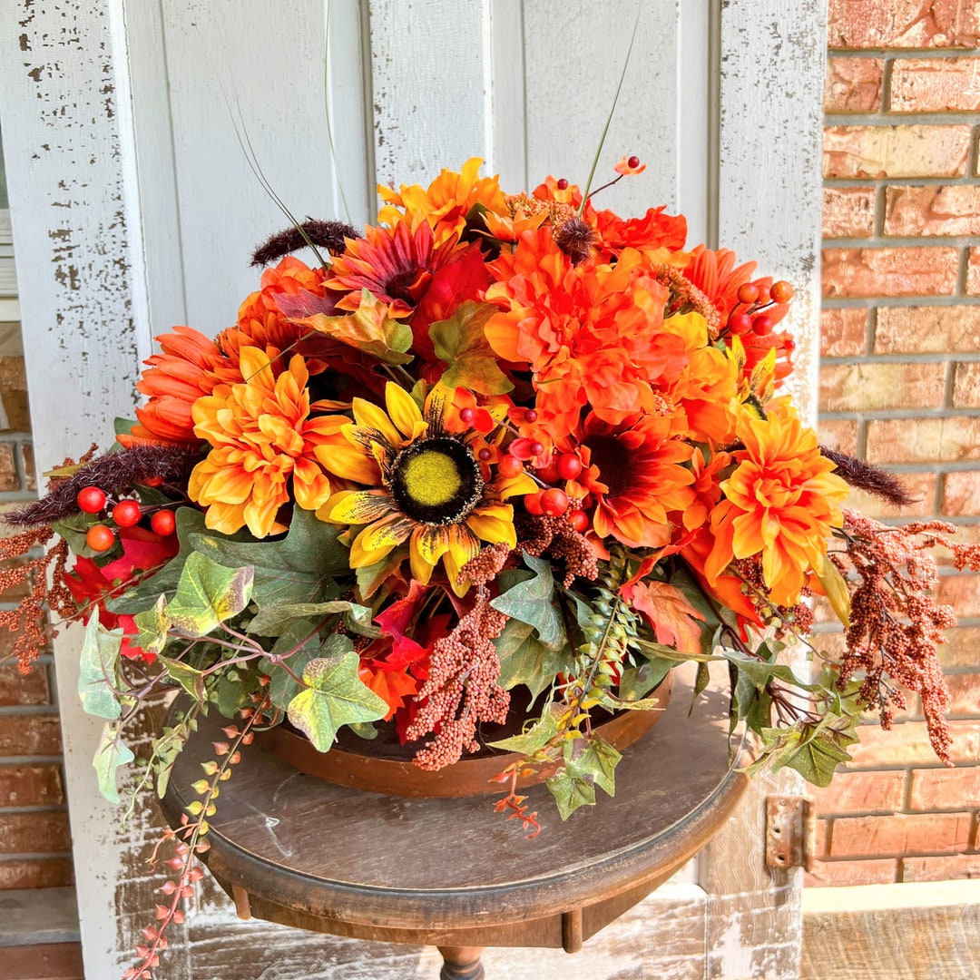 Fall Sunflower Centerpiece-thanksgiving Farmhouse Basket-fall Floral ...