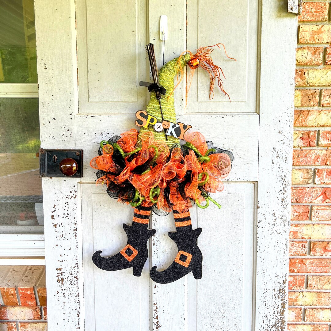 Halloween Witch Hat for Front Door, Witch Porch Wreath, Witch Hat Door ...