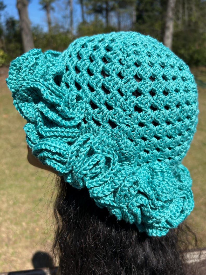 Granny Square Ruffle Hat in Browns - Etsy