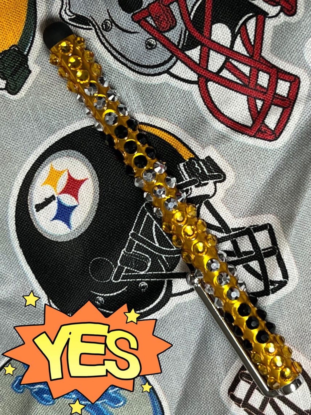 Jeweled Stylus With Black, Yellow and Silver Rhinestones - Etsy