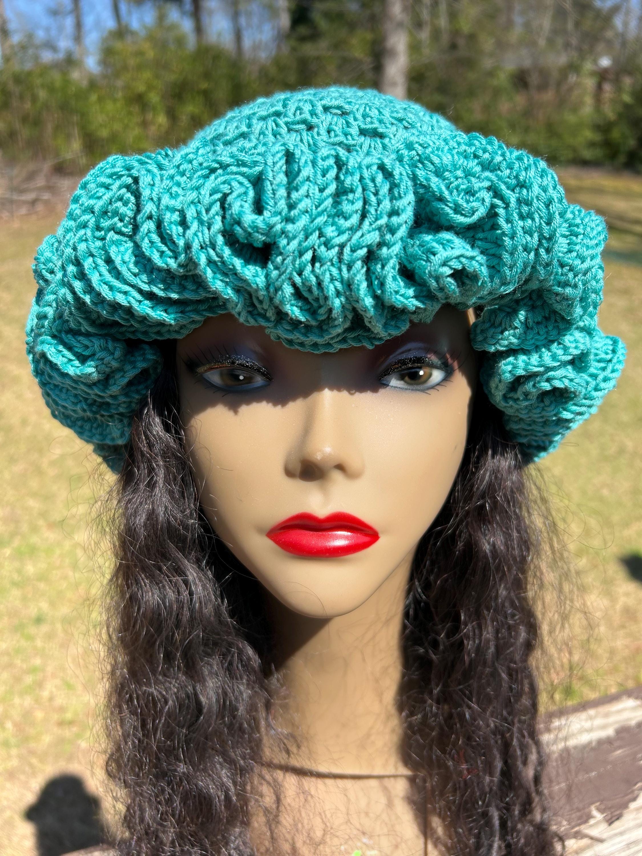 Granny Square Ruffle Hat in Aqua - Etsy