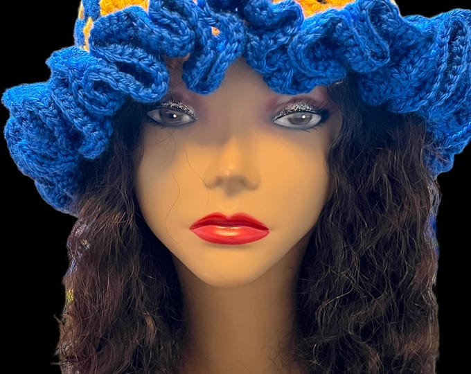 Sigma Gamma Rho Crochet Hat | Jumbo Ruffles | D9 Sorority | Royal Blue ...