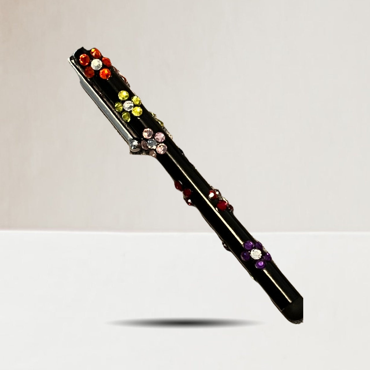 Jeweled Stylus in Black With Multicolored Flower Embellishments - Etsy